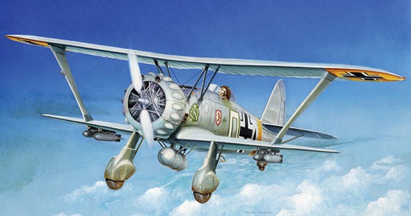Italeri 1/48 Hs123A1 German BiPlane Attacker