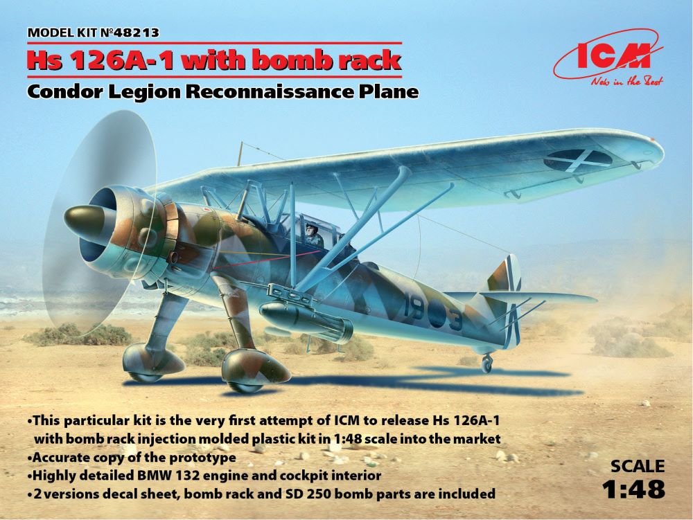 ICM Models 1/48 Hs126A1 Condor Legion Recon Aircraft w/Bomb Rack