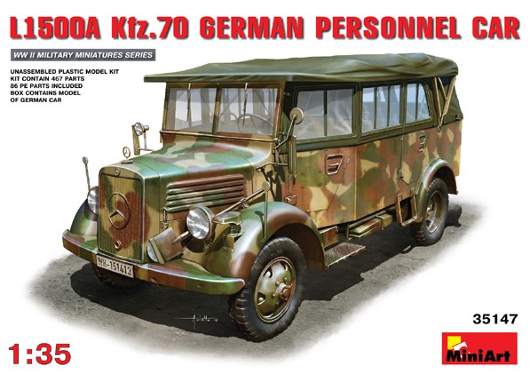 Miniart Models 1/35 L1500A Kfz70 German Personnel Car
