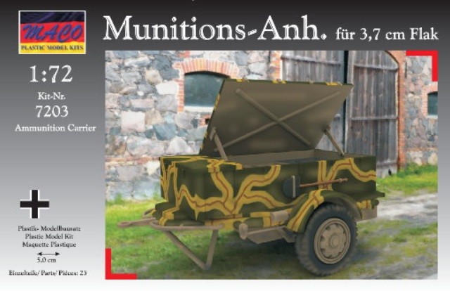 Maco Plastic Model Kits 1/72 WWII German 3,7cm AA Ammunition Gun Trailer